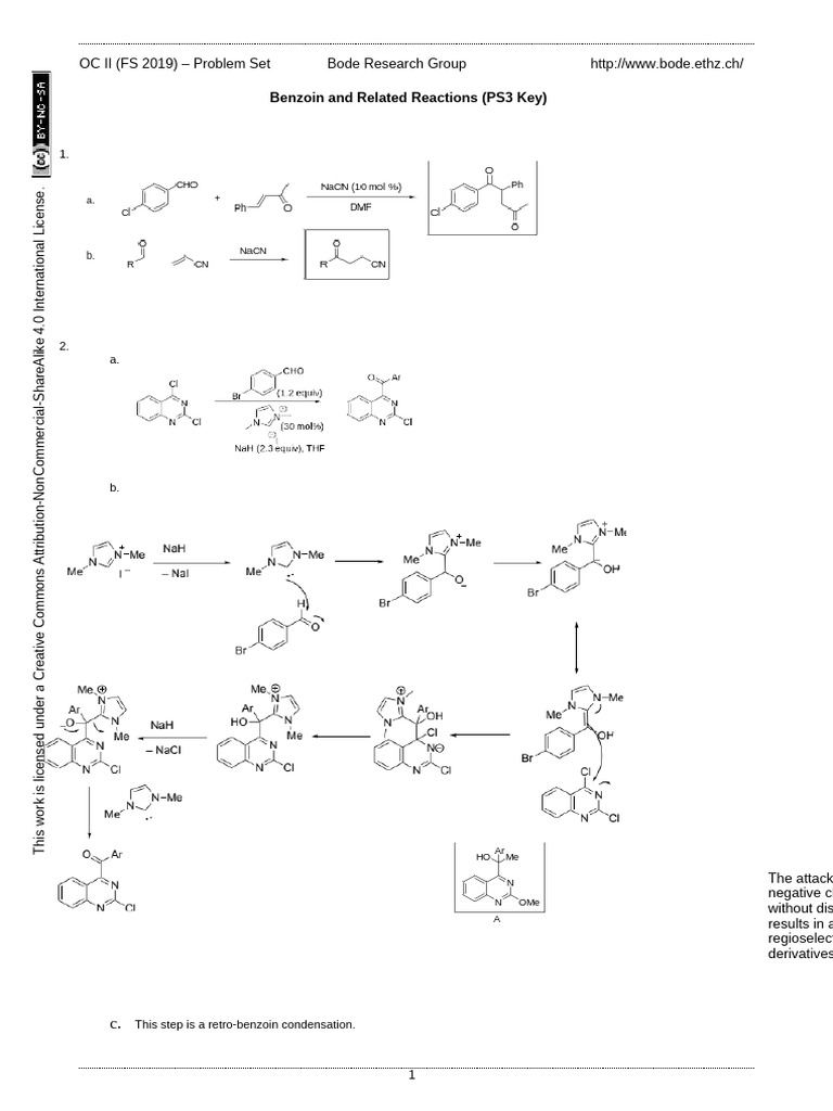 OCII PS FS2019 Benzoin Key PS3 CC | PDF | Chemistry | Chemical Reactions