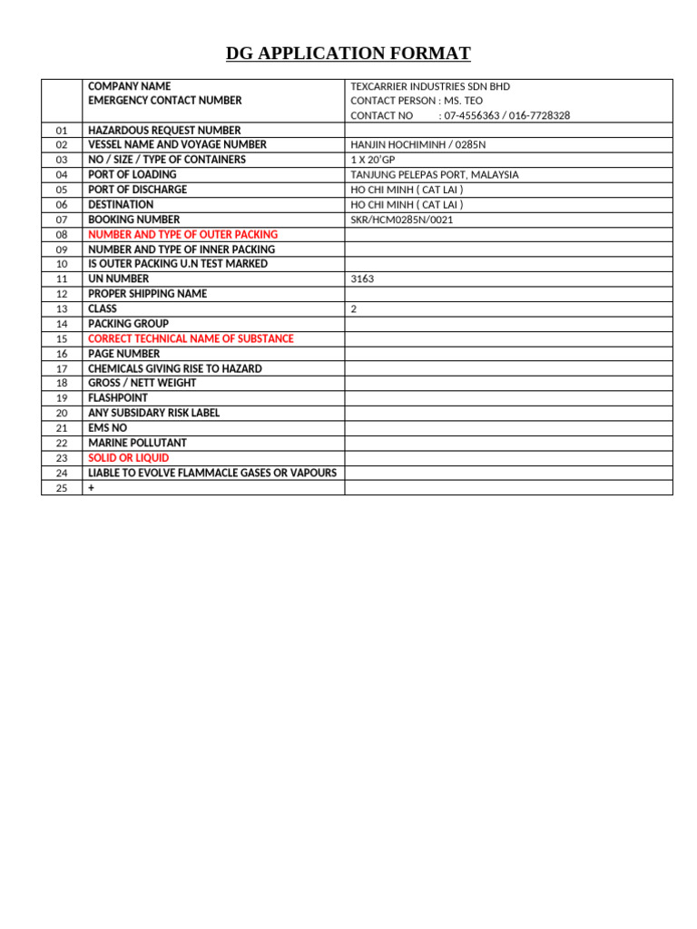 DG APPLICATION FORMAT | PDF