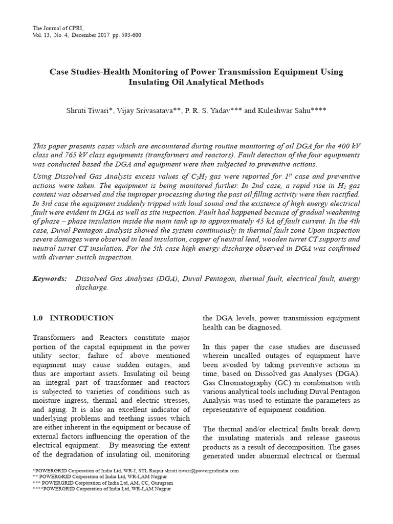 DGA Case Studies for Transformer Health | PDF | Gases | Chemical Substances