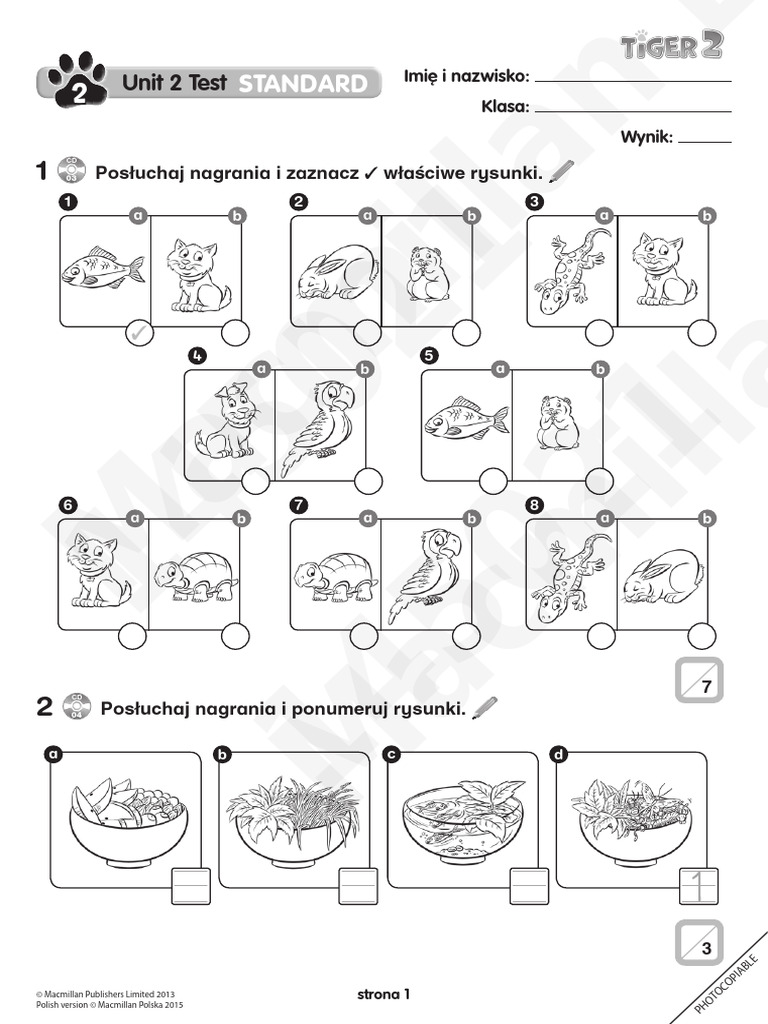 Tiger 2 Unit 2 Test Standard | PDF