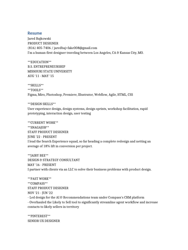 Jared Resume b | PDF