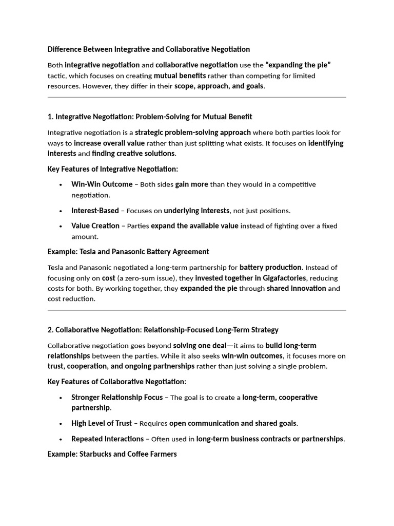 Collaborative and Integrative Negotiations-Pie | PDF | Negotiation | Economies