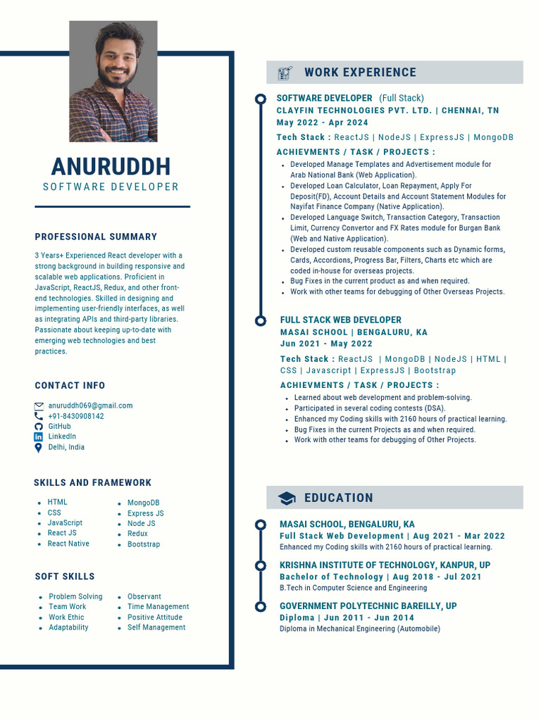 Anuruddh Software Developer FullStack Resume | PDF | Web Development | Java Script