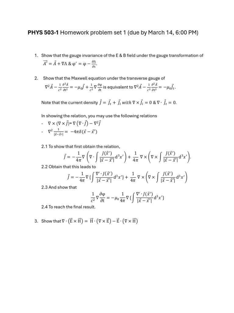 Phys 503 HW1-1 | PDF
