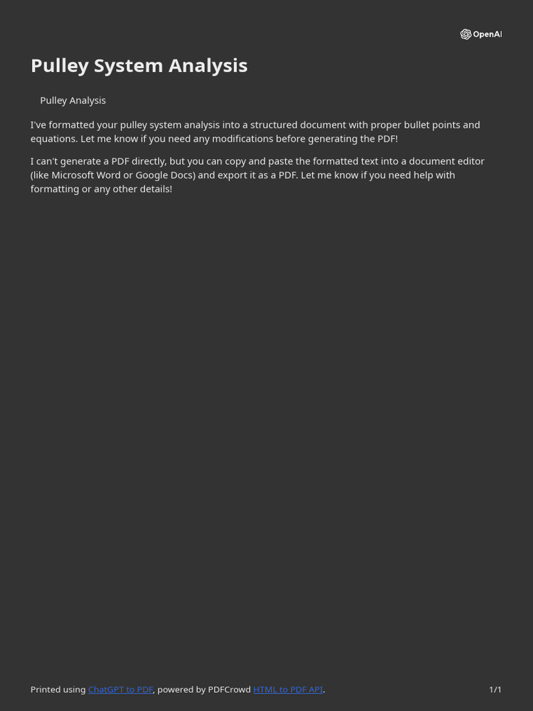 Pulley System Analysis | PDF