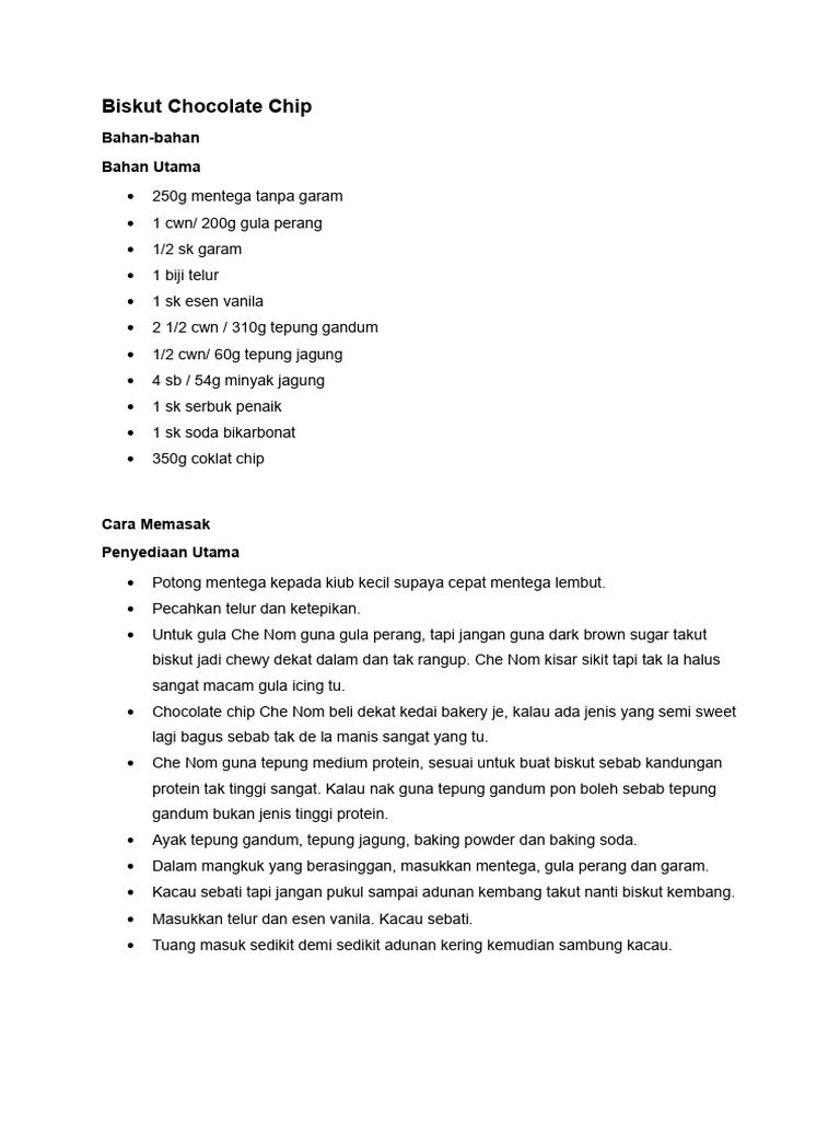 Biskut Chocolate Chip Mantap | PDF