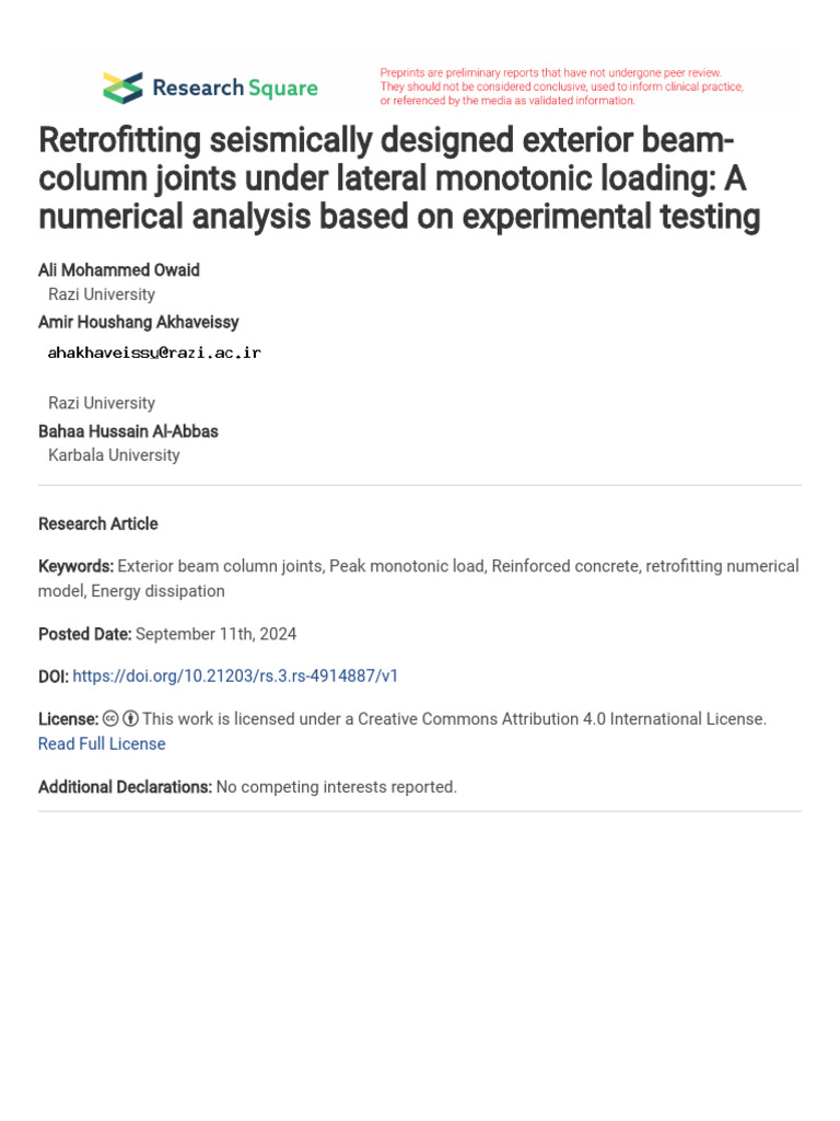 Retrofitting Seismically Designed Exterior Beam-Co | PDF | Fracture ...