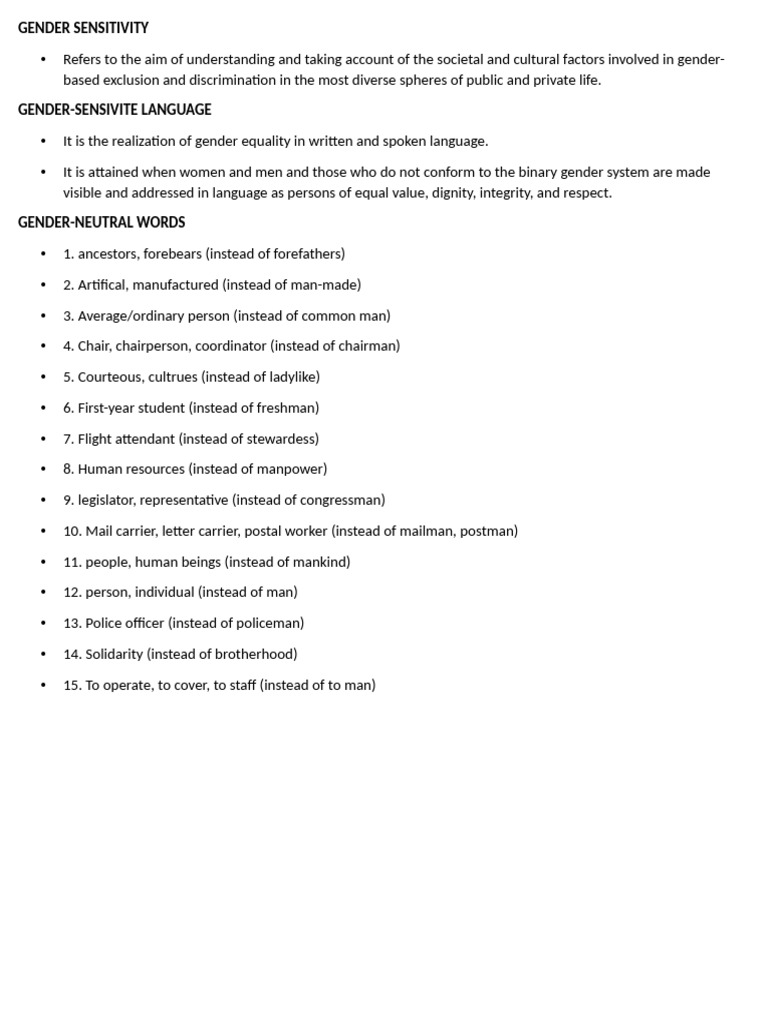 Gender-Neutral Language Guide | PDF