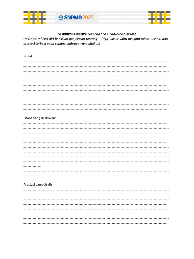Template Deskripsi Refleksi Diri Dalam Bidang Olahraga (2025) | PDF