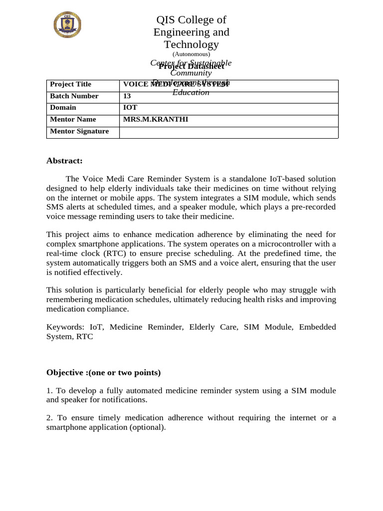 Project Datasheet | PDF