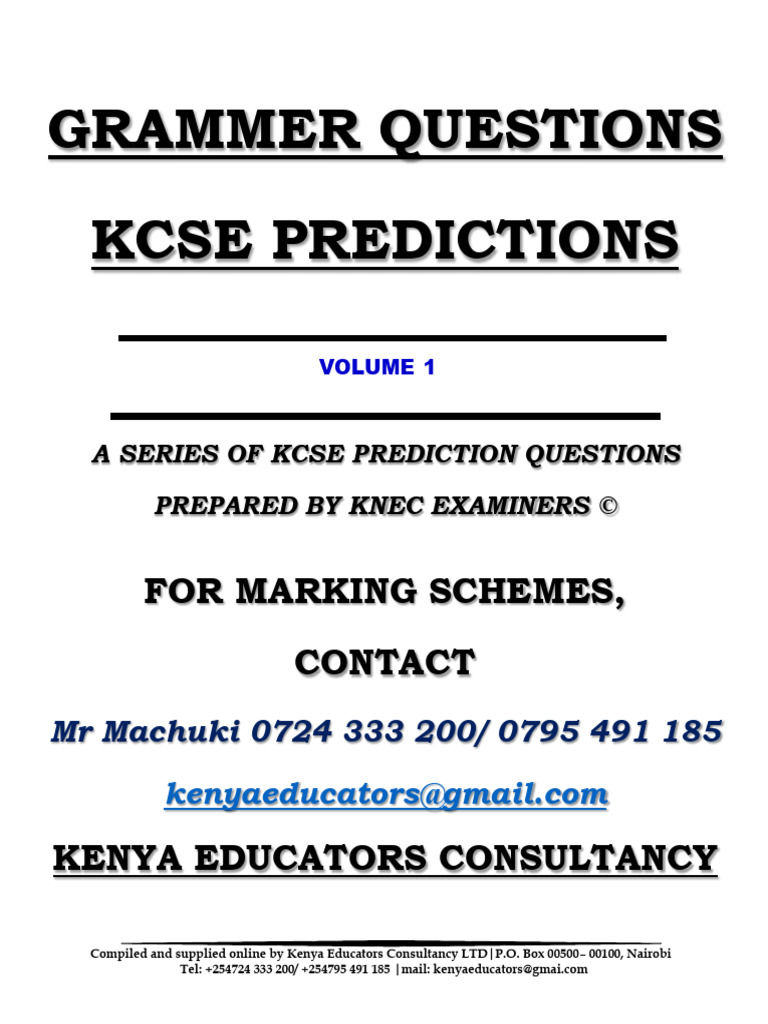KCSE 2025 English Prediction Questions | PDF | Ellipsis | Semantic Units