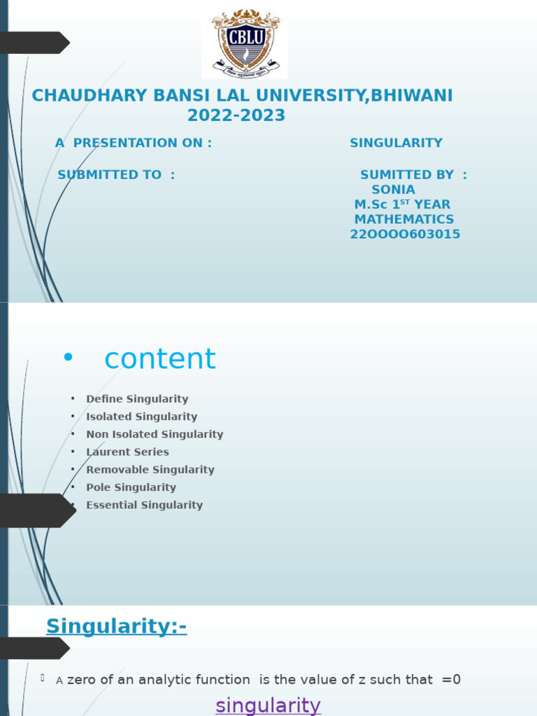 Singularity of Function | PDF | Mathematical Objects | Complex Analysis