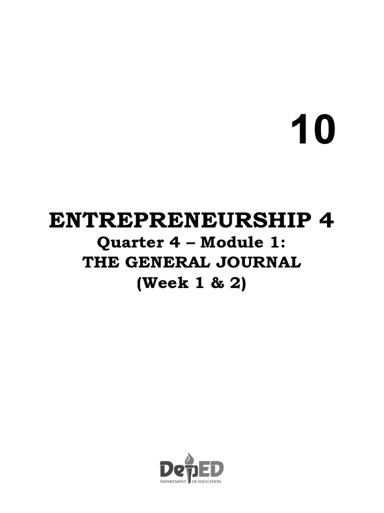 Entrep-10-Q4M1-The-General-Journal-Students-Copy | PDF | Bookkeeping | Debits And Credits