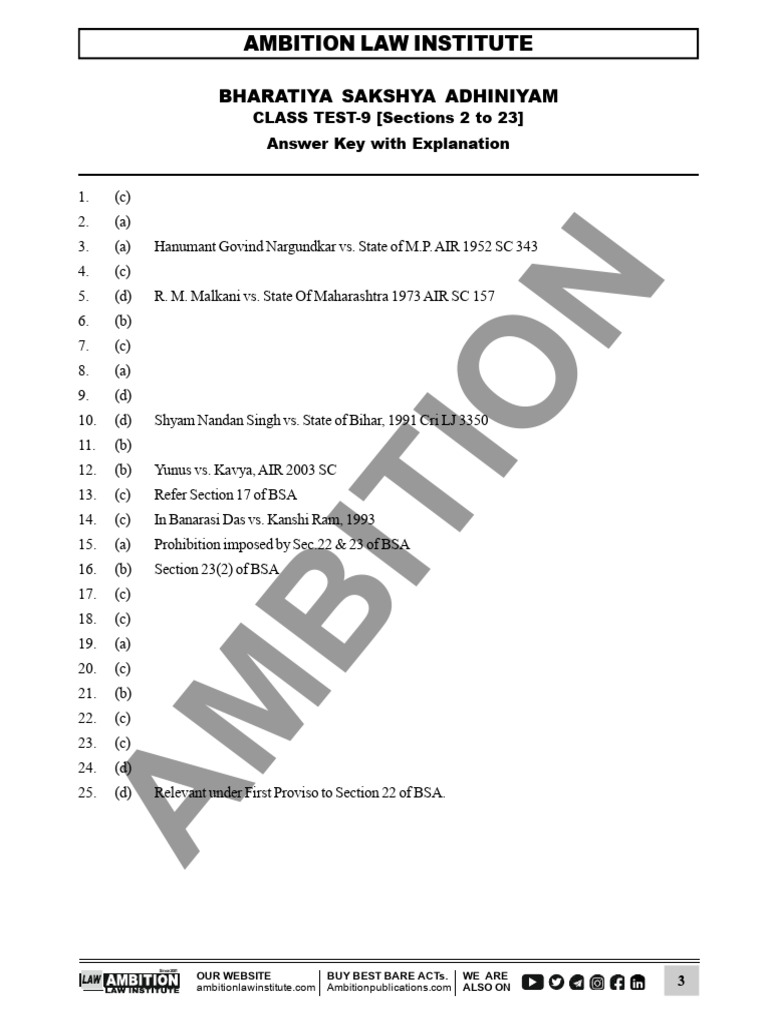 Test-9 (BSA) Answer Key | PDF
