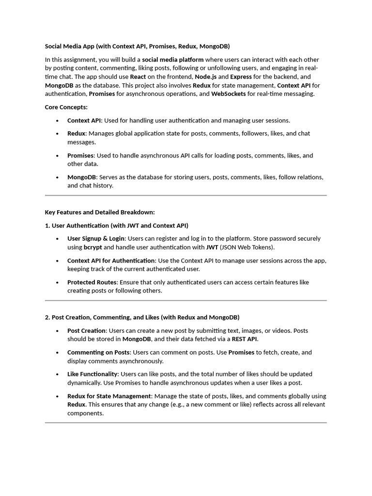 Social Media App Full Stack Assignment Pdf Mobile App User 0746