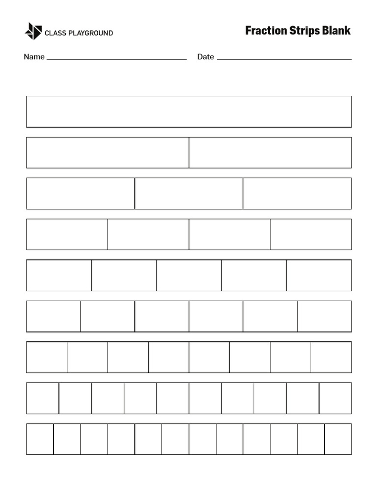 Fraction Strips Blank A4 | PDF