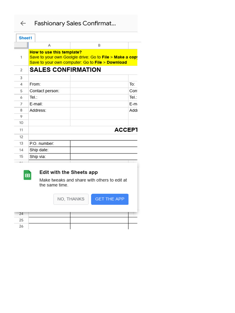 Google Form Template for Sales Confirmation | PDF
