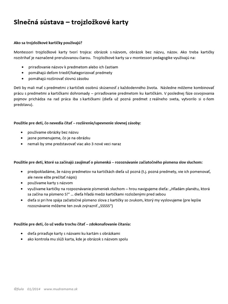 Slnecna Sustava Trojzlozkove Karty | PDF