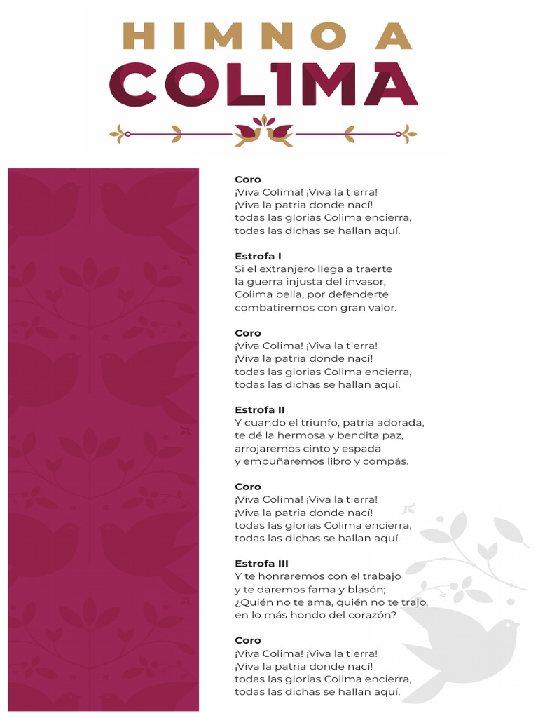 Himno de Colima: Celebración y Honor | PDF