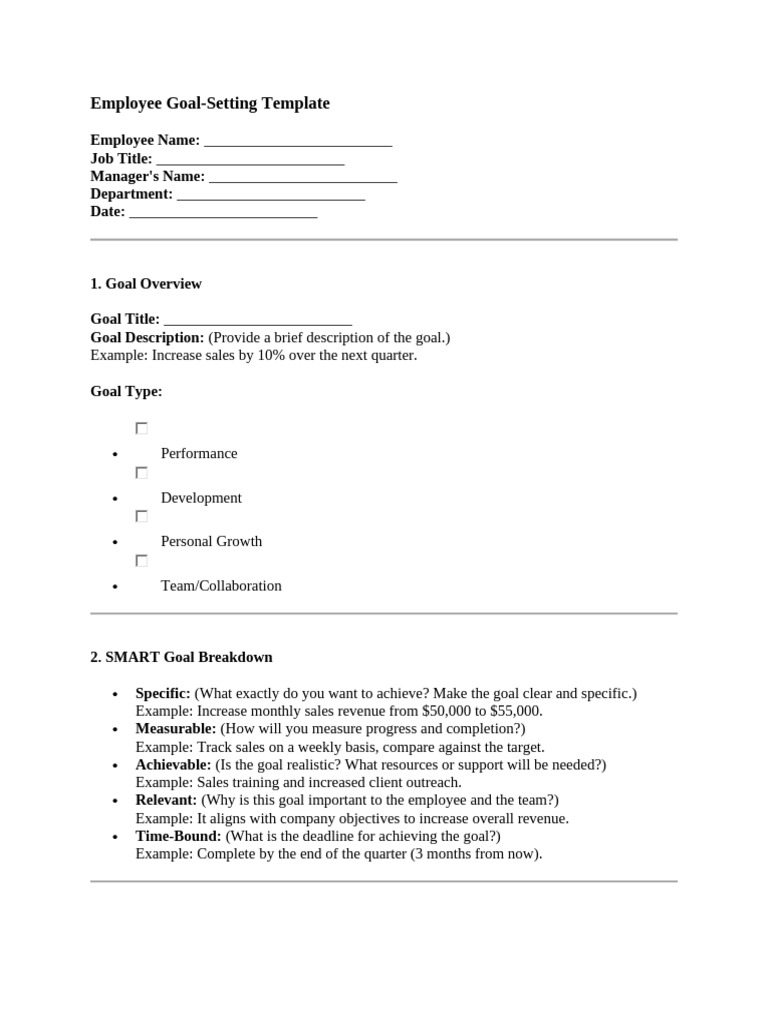 Employee Goal-Setting Template | PDF | Goal | Performance Indicator