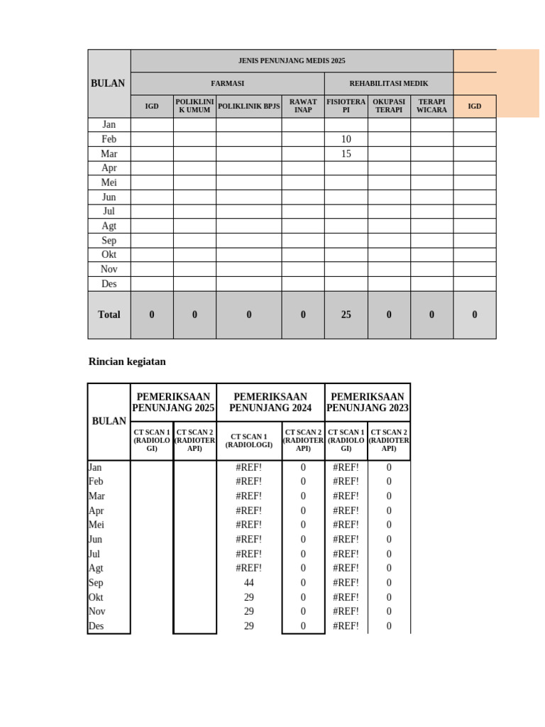 Lapooran Manajemen Rehabilitasi Medik 2025 | PDF