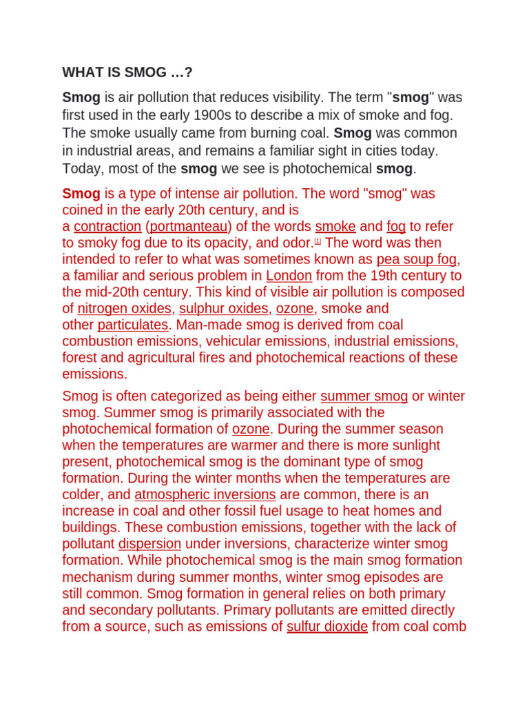 Understanding Smog and Its Types | PDF
