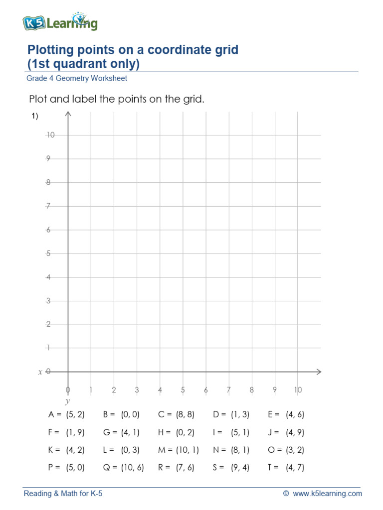Grade 4 Geometry Plotting Points Coordinate Grid 1q A | PDF