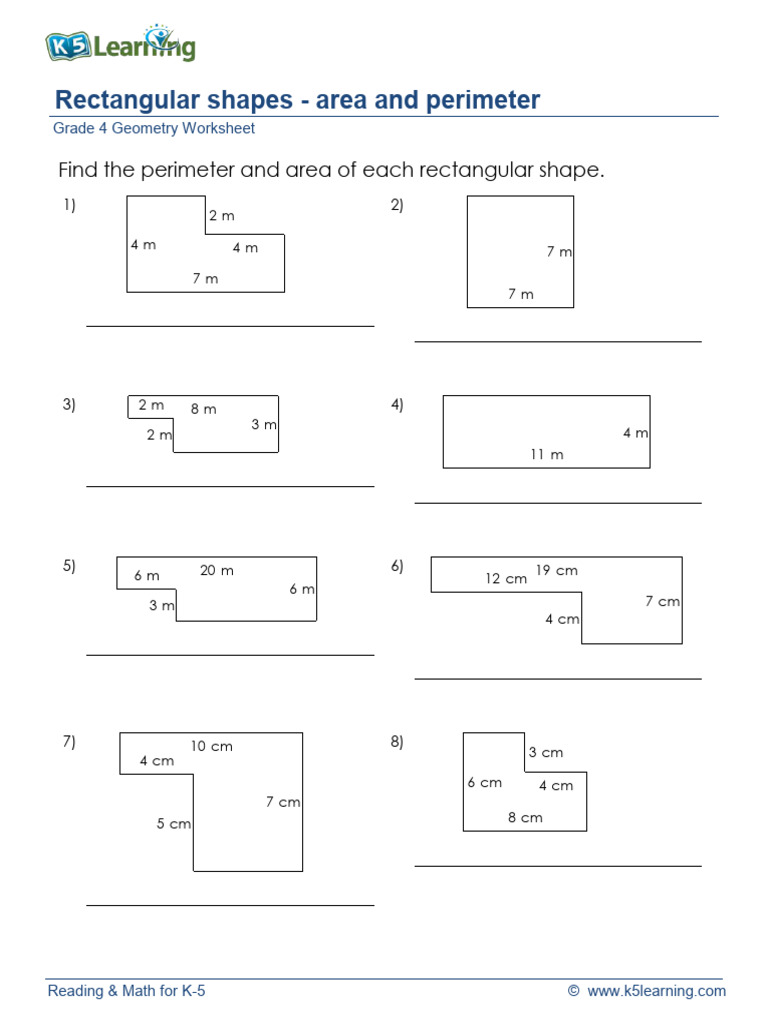 grade-4-geometry-rectangular-shapes-area-perimeter-d | PDF | Area | Geometry