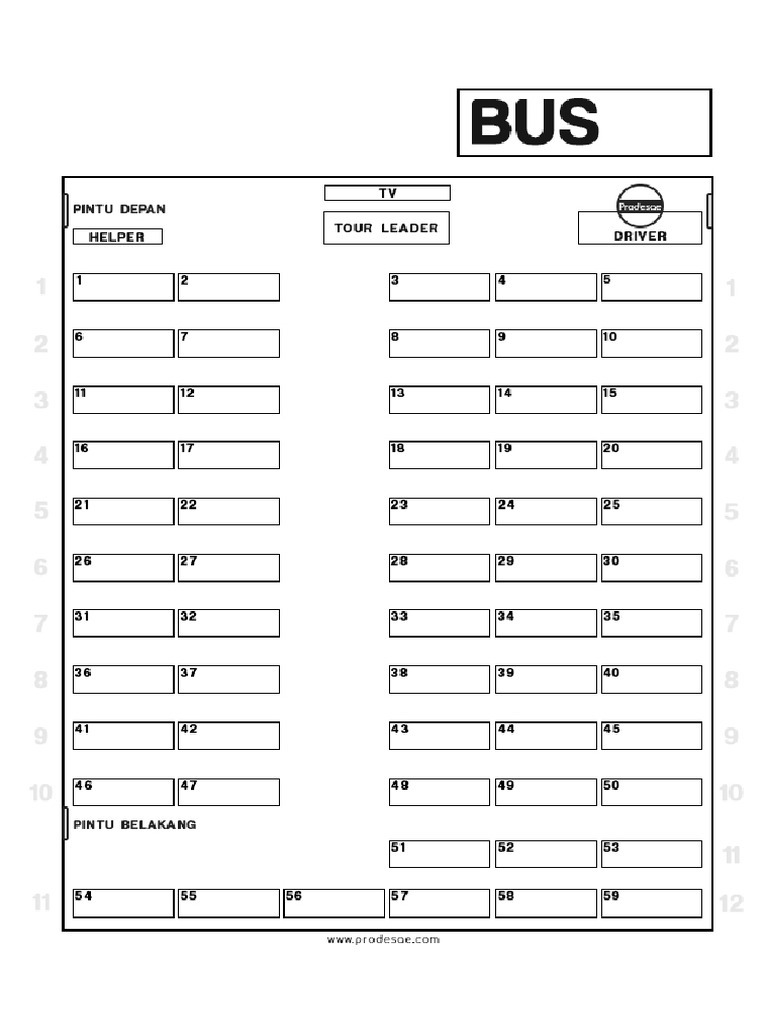 Denah Kursi Bus Pariwisata Seat 2-3 59 Kursi | PDF