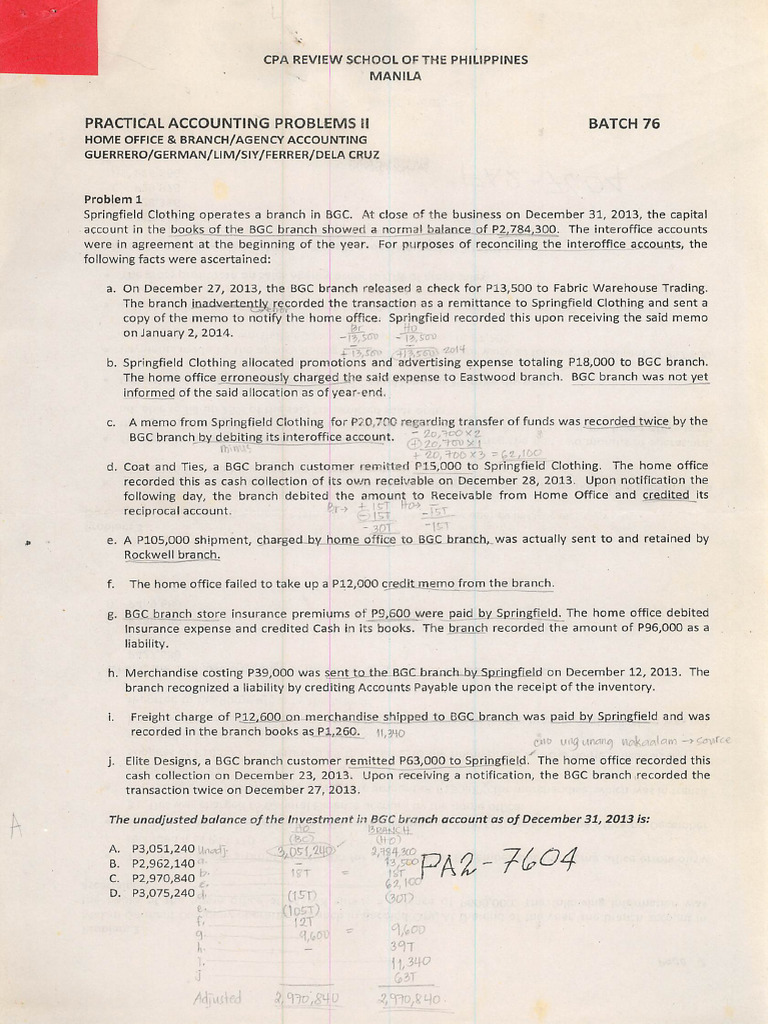 Home Office Branch Agency Acctg | PDF