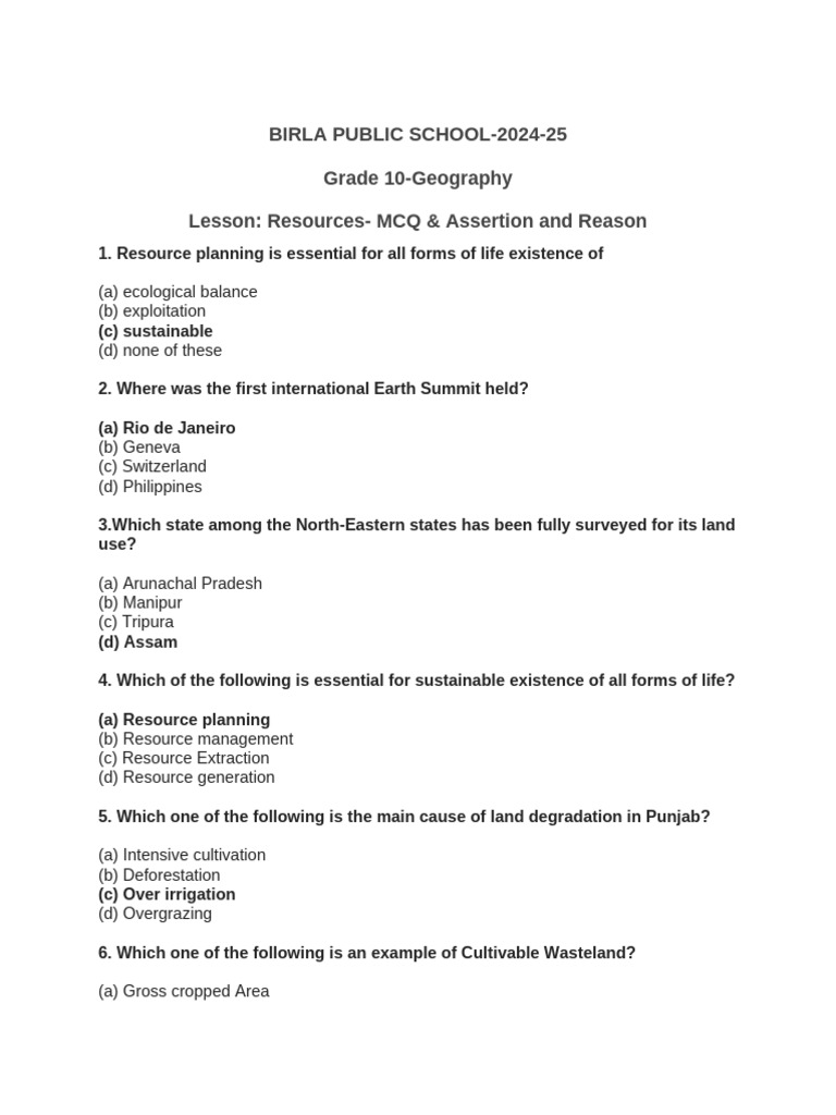 Resources-Question Answers 1 | PDF | Soil | Environmental Degradation