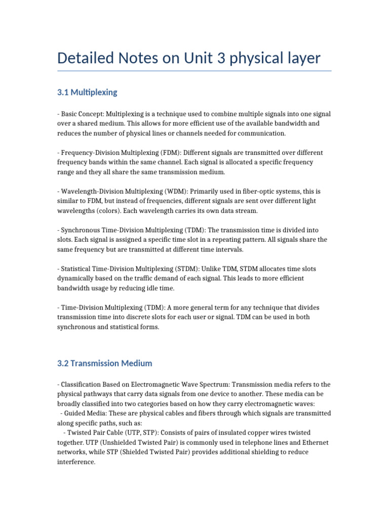 Communication Technologies Notes | PDF | Transmission Medium | Multiplexing