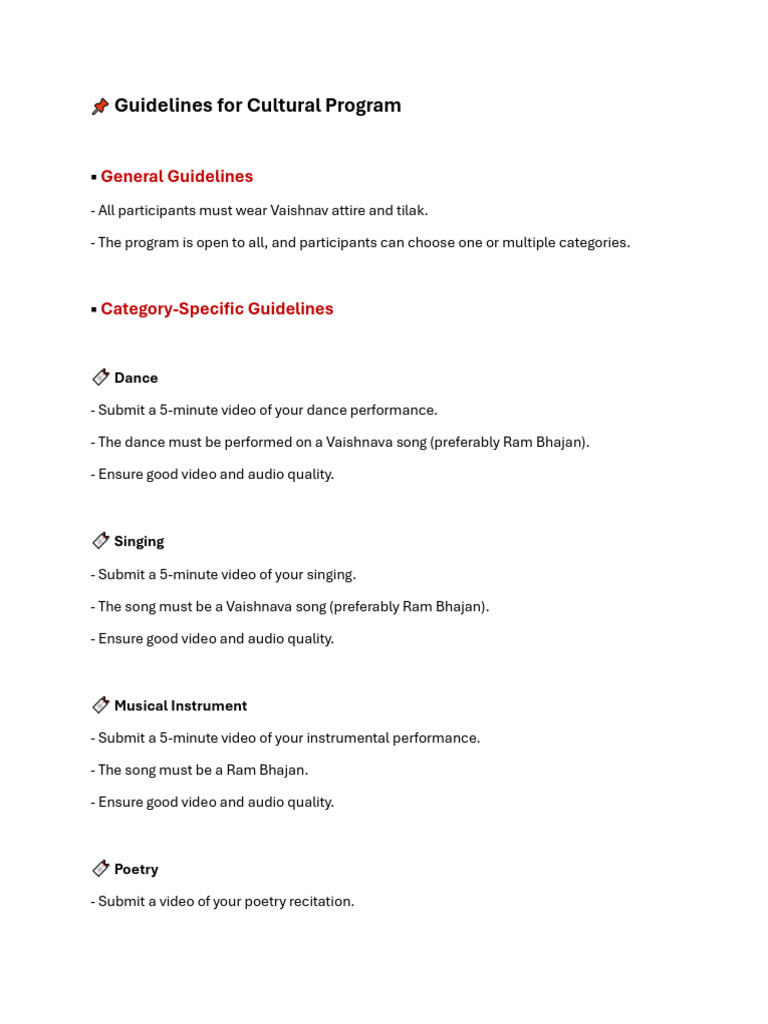 Guidelines For Ram Navami Cultural Program | PDF