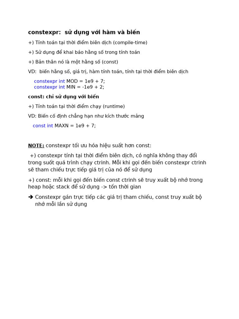 Biến const, constexpr | PDF
