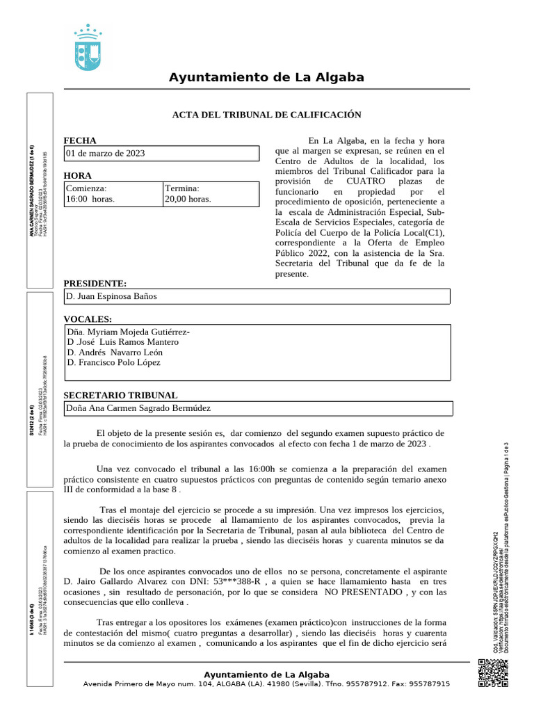 Acta - Acat 01 de Marzo-Calificaciones Examen Practico | PDF
