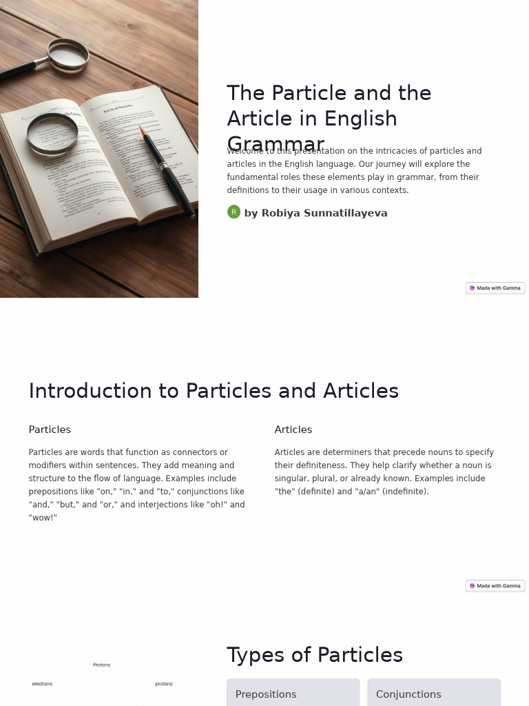 The Particle and the Article in English Grammar | PDF | Linguistics ...