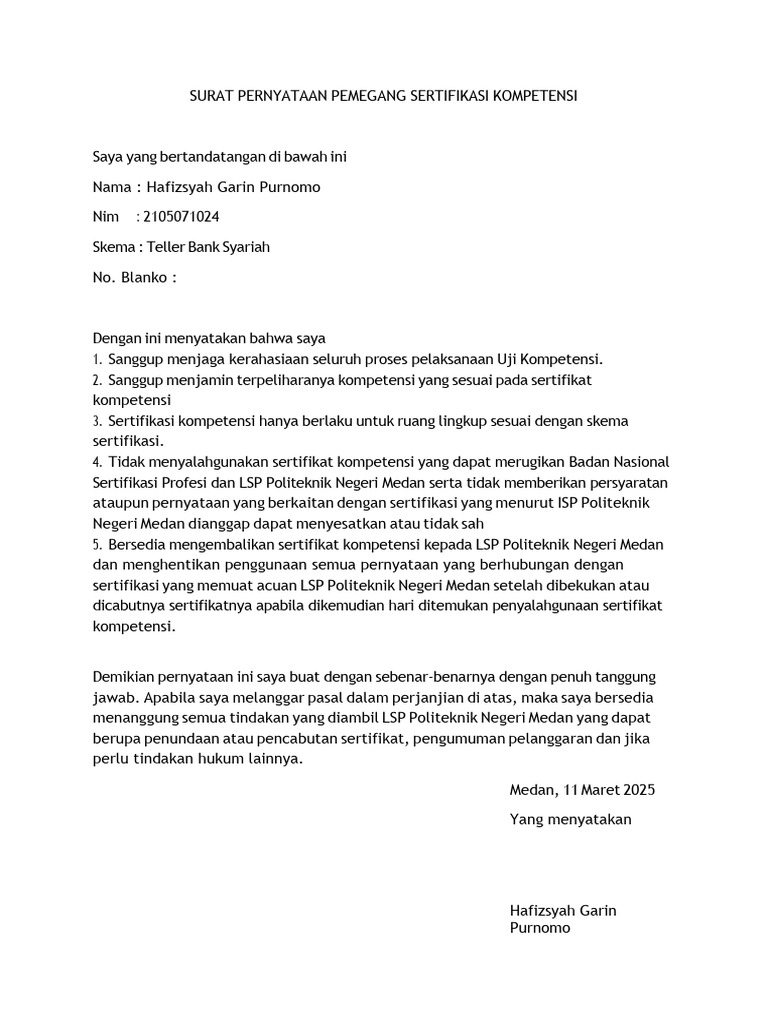 Surat Sertikom 1 | PDF