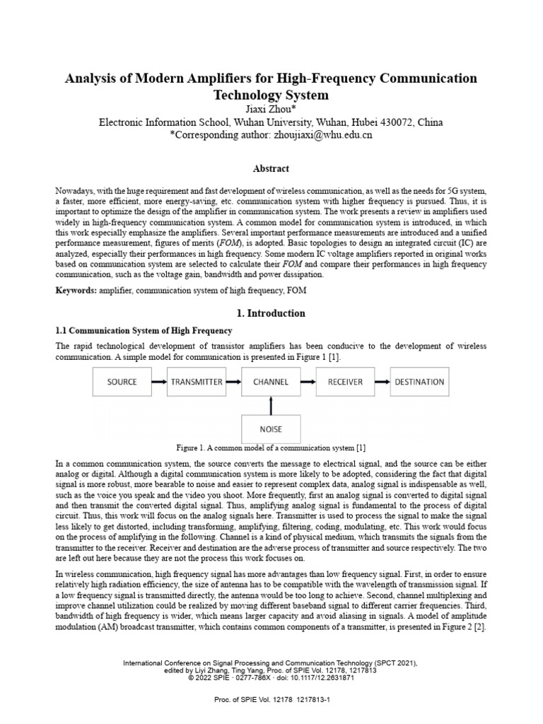 Analysis of Modern Amplifiers For High-Frequency Communication ...