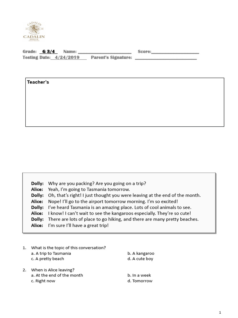 4187_Level3 Section 2 test(Reading fun U7-12 & Phonics 26-55) | PDF