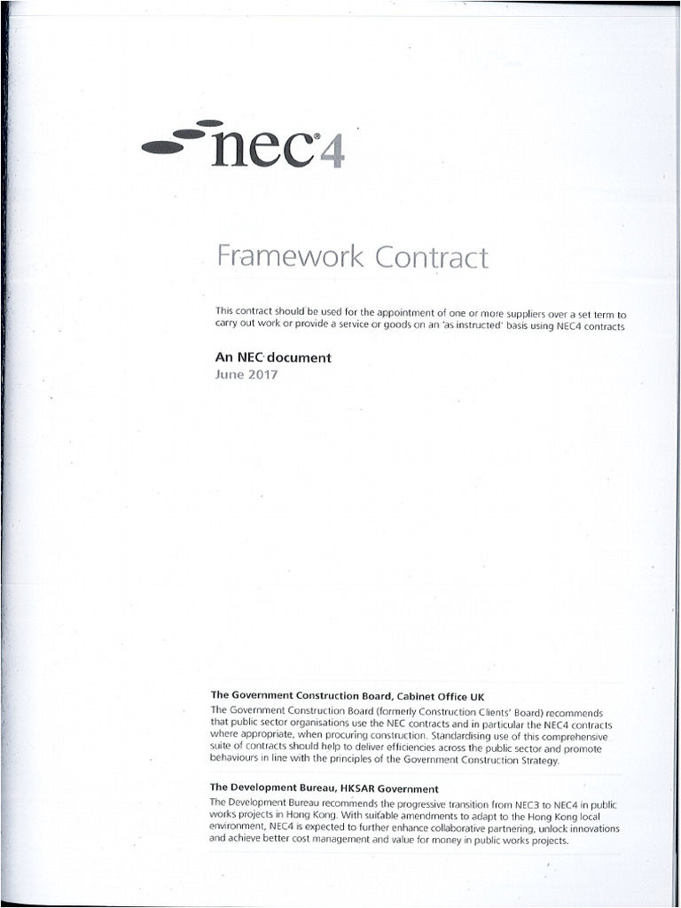 NEC 4 Framework Contract | PDF