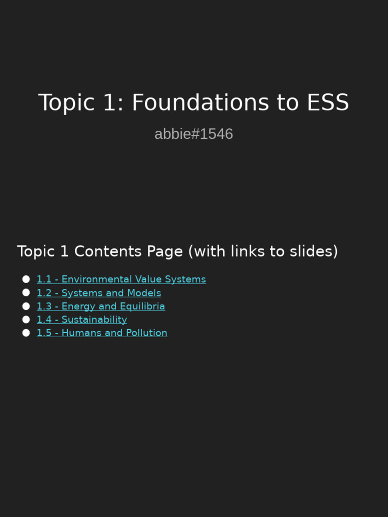 ESS Foundations For Topic 1 | PDF | System | Sustainability