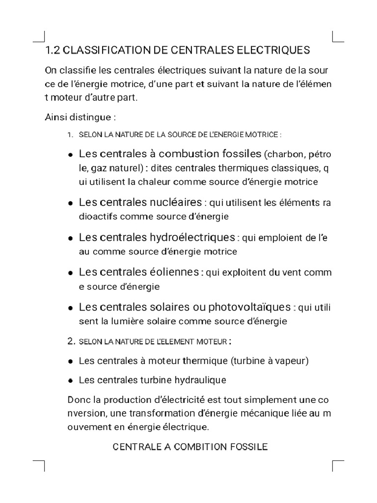 Rappel Sur Les Sortes Cantrale Electriques - Phoenix | PDF