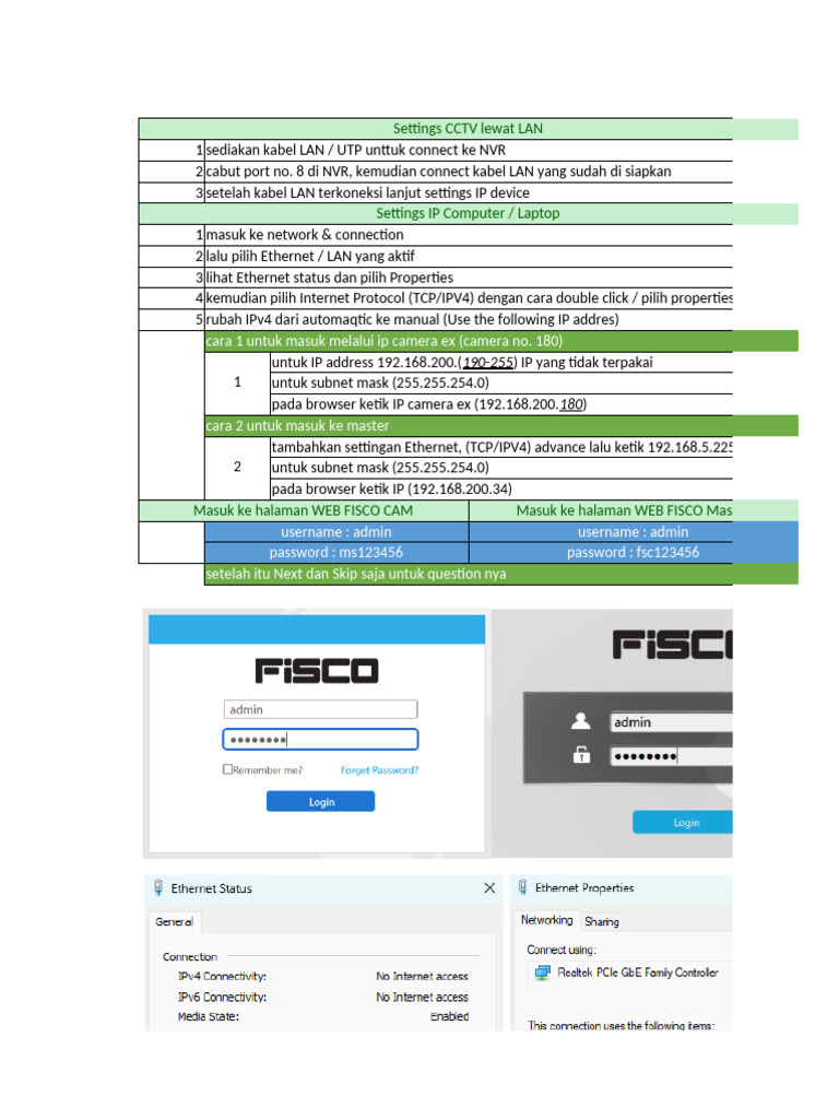 CCTV Settings NEtwork | PDF