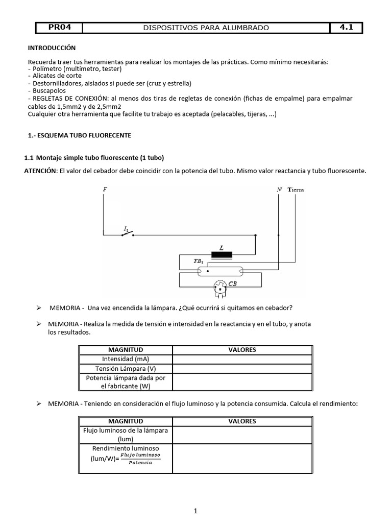 PR11 Dispositivos para Alumbrado | PDF | Lámpara fluorescente | Diodo emisor de luz