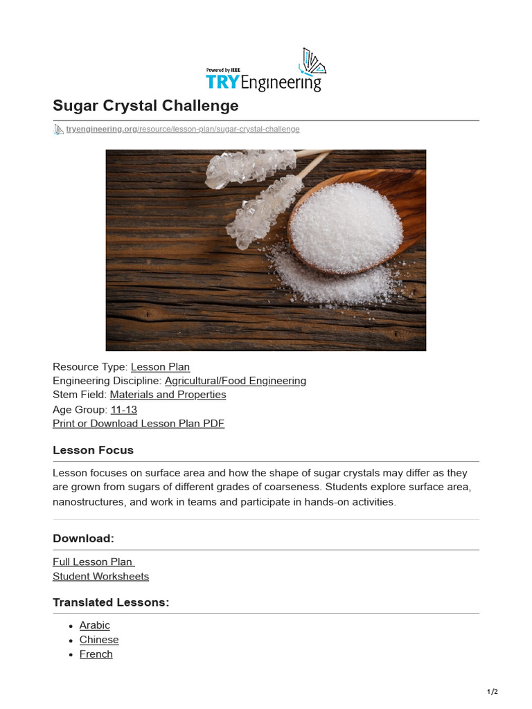 Sugar Crystal Growth Lesson Plan | PDF