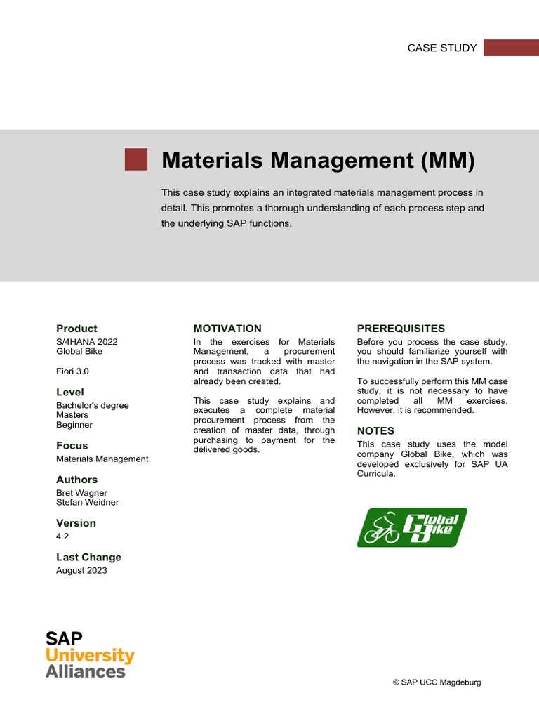 R Intro S4HANA Using Global Bike Case Study MM en v4.2 | PDF | Accounts ...
