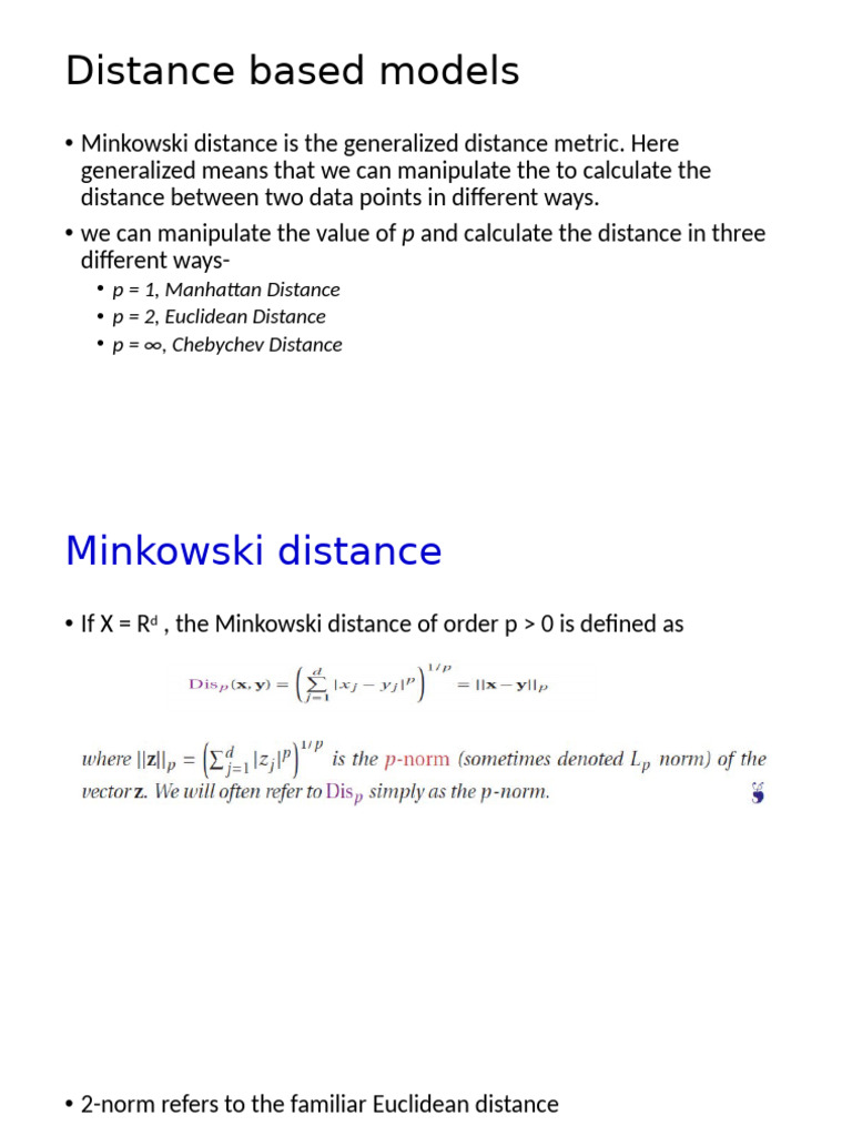 Understanding L1 and Minkowski Distances | PDF | Norm (Mathematics ...