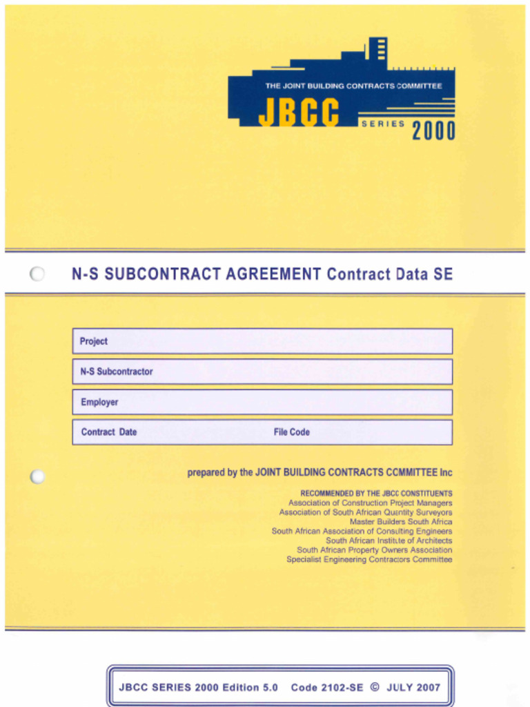 JBCC - NSSC (Ed 5.0 - July 2007) - Contract Data Se | PDF