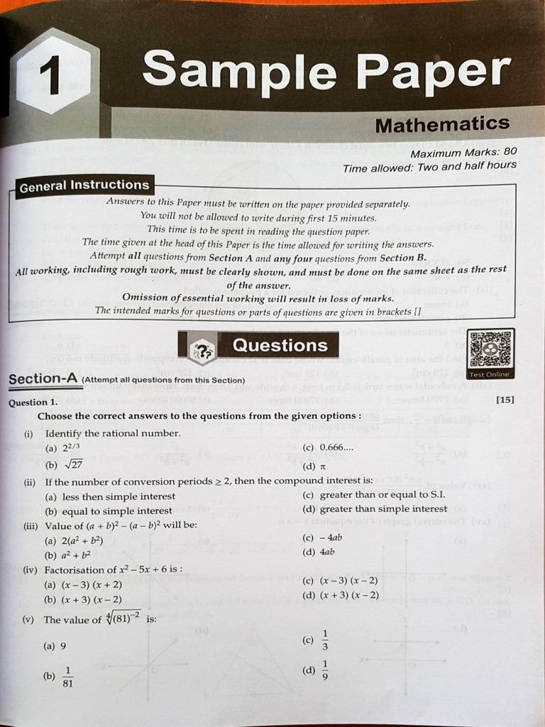 Sample Paper 1 CL 9 Icse 23 | PDF