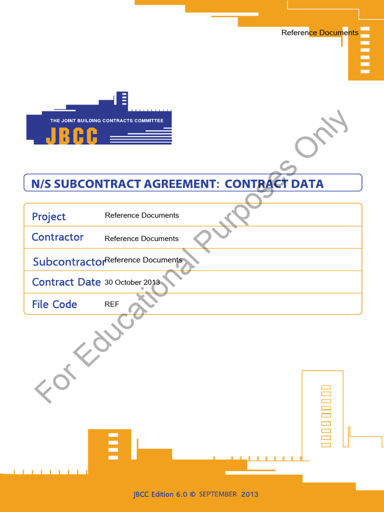 JBCC - NSSC (Ed 6.0 - September 2013) - CONTRACT DATA | PDF | Subcontractor | Insurance